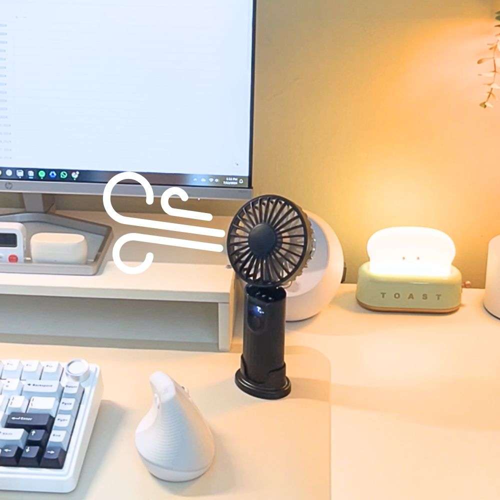 WG ChillMate Portable Fan - 5000mAh Battery, Folding, 4 Speeds, USB-C ...